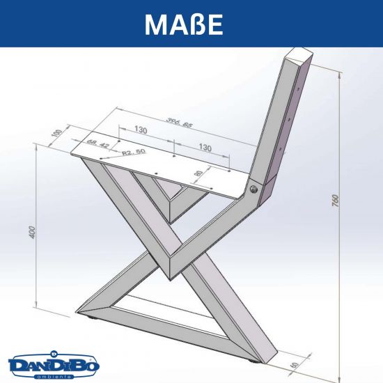 DanDiBo 2x Bench Frame with Backrest Metal Set DIY Bench Legs Bench ...